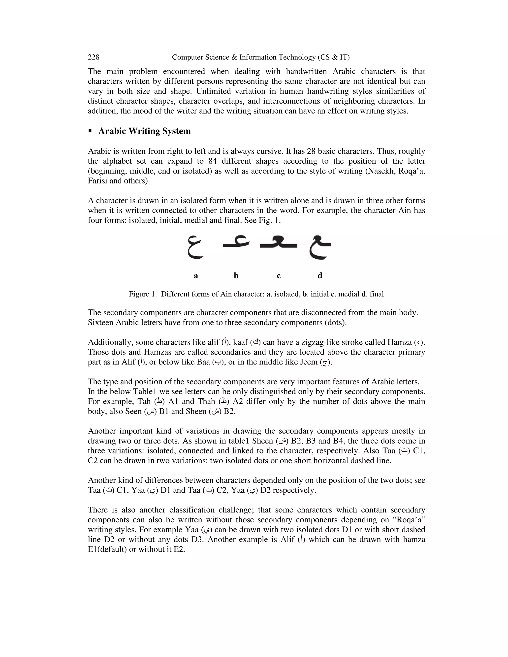 Off Line System For The Recognition Of Handwritten Arabic Character Pdf