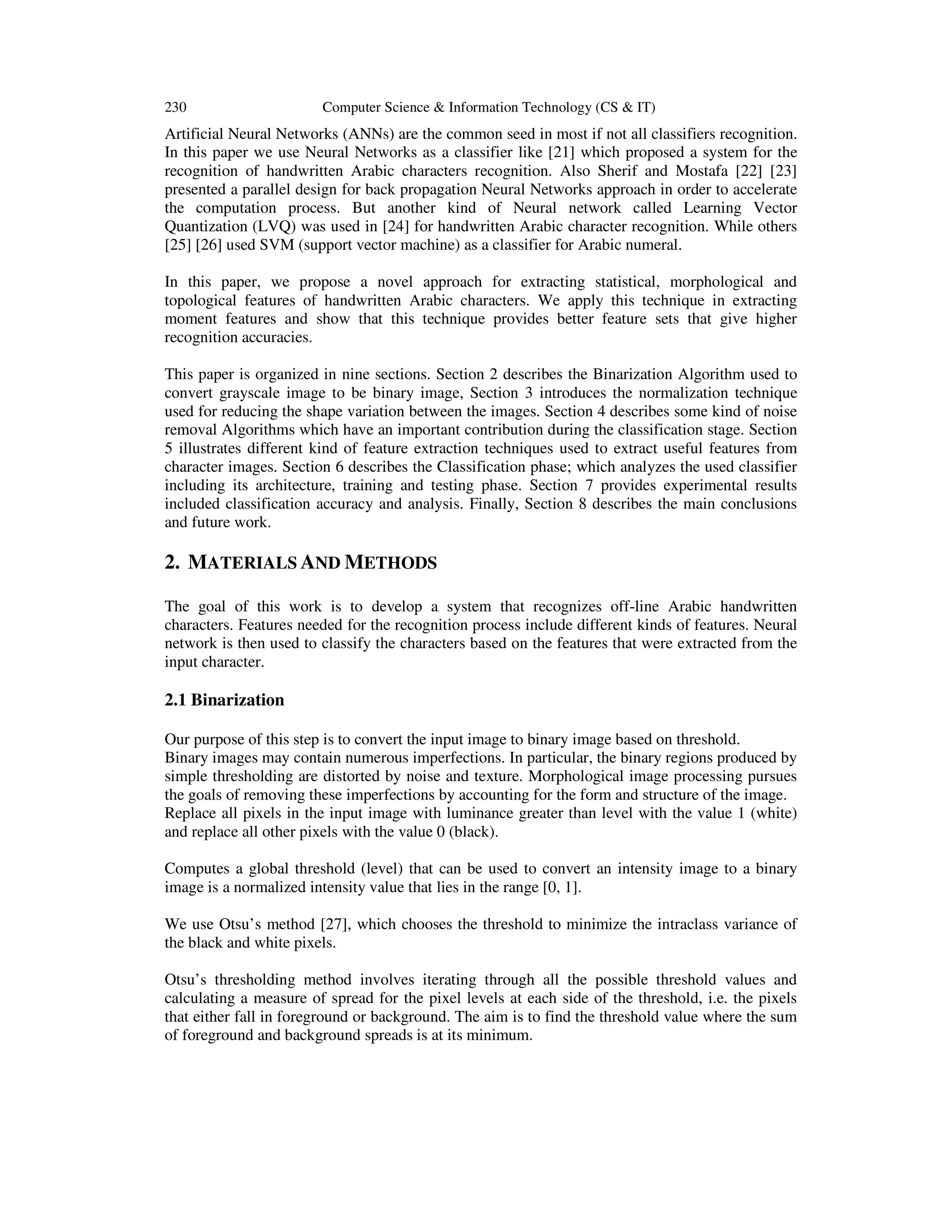 Off Line System For The Recognition Of Handwritten Arabic Character Pdf