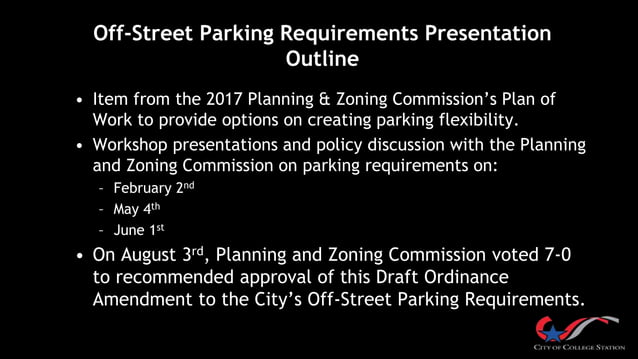 Off-Street Parking Standards | PPTX | Developmental Sites | Real Estate