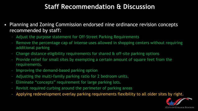 Off-Street Parking Standards | PPTX | Developmental Sites | Real Estate