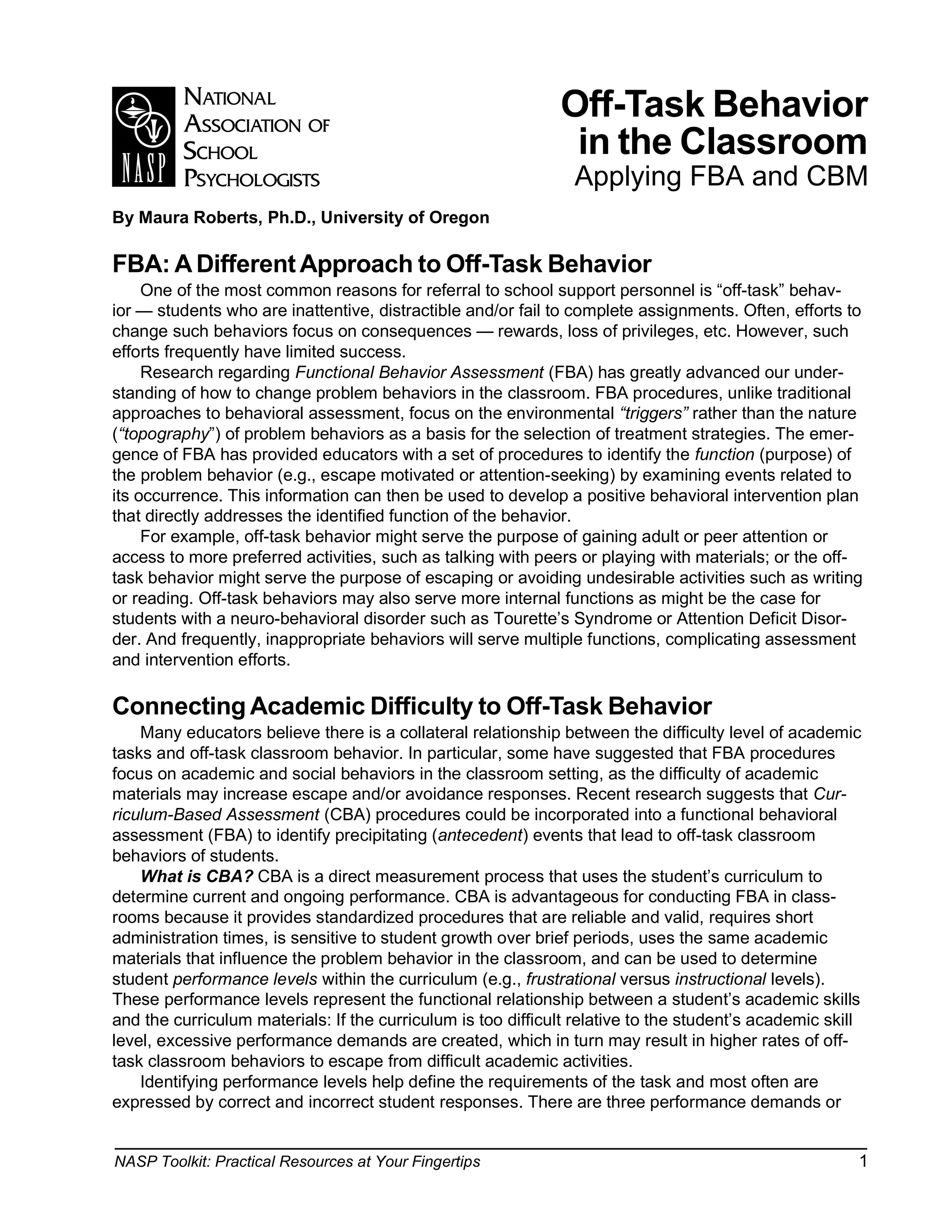 Off task behavior | PDF