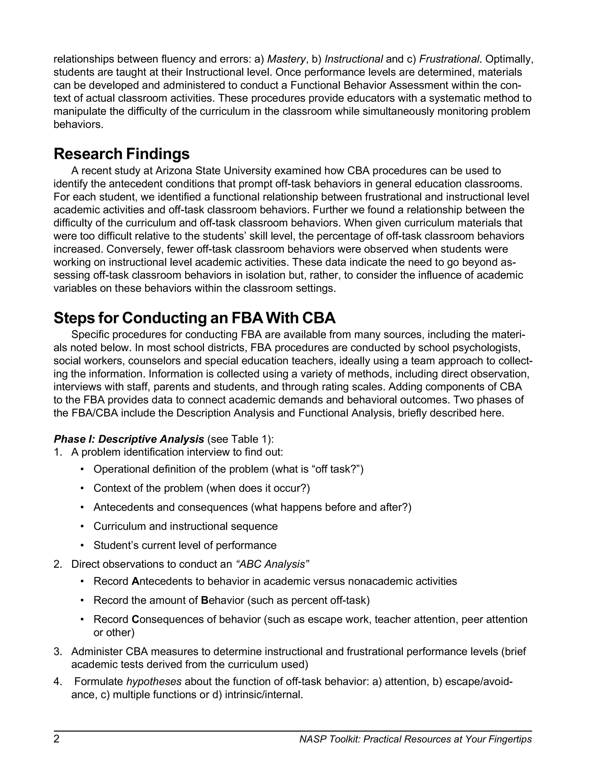 Off task behavior | PDF