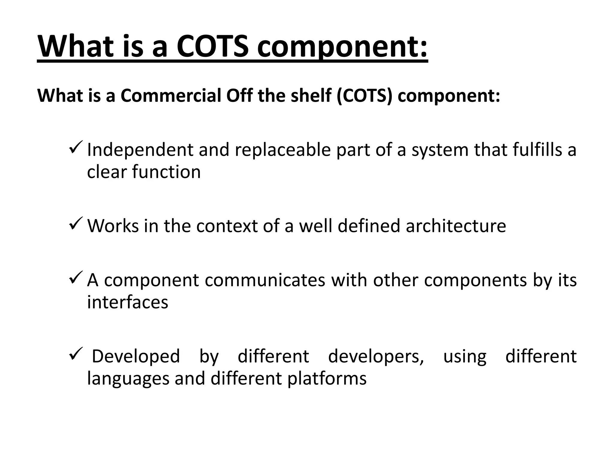 Off the-shelf components (cots) | PPTX