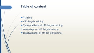 Off the job training | PPTX