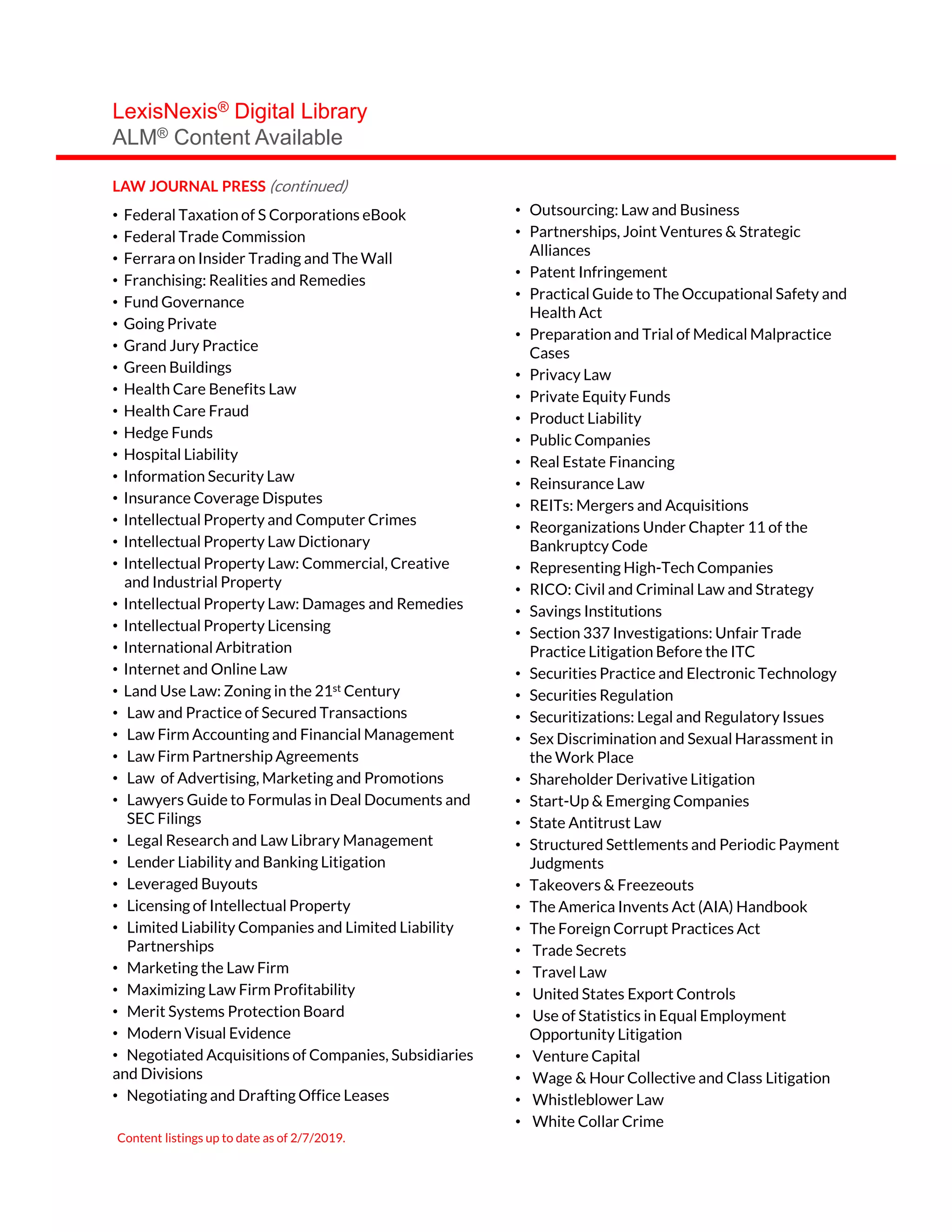 LexisNexis Digital Library ALM Content Available | PDF