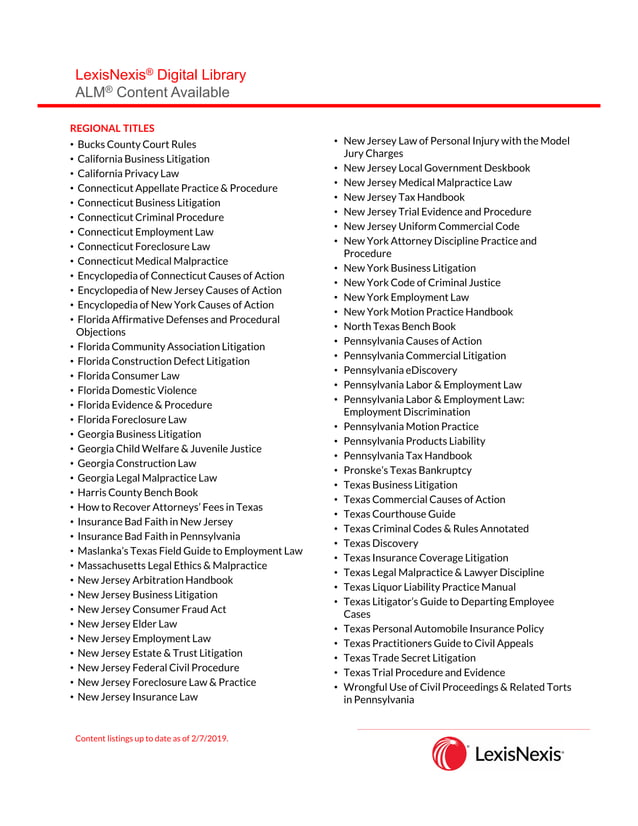 LexisNexis Digital Library ALM Content Available | PDF