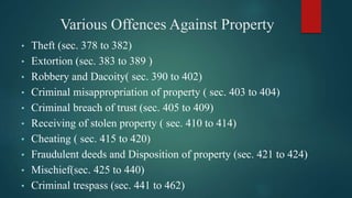 offence agaist property. law notes bhas,nbcbqeiu | PPTX