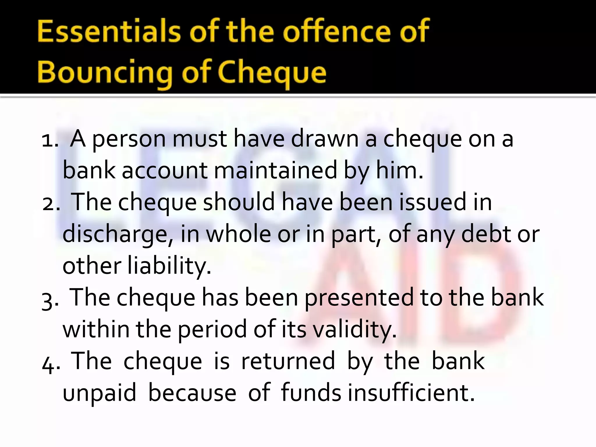BOUNCING OF CHEQUE | PPTX
