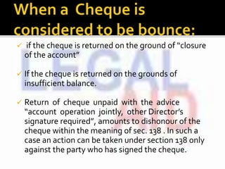 BOUNCING OF CHEQUE | PPTX