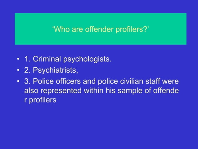 Offender Profiling and Linking Crime.ppt