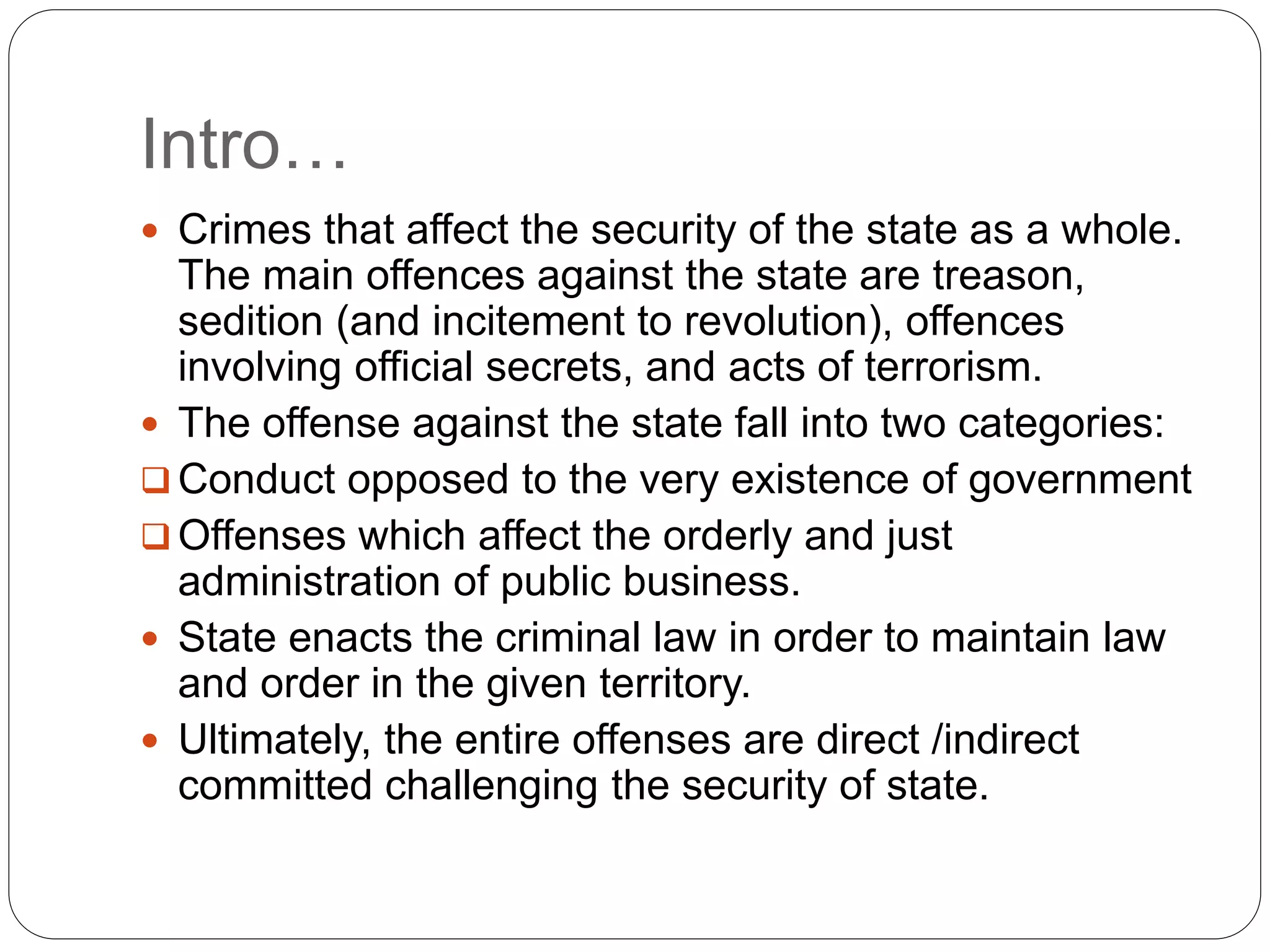 Offenses against the Security of State | PPTX