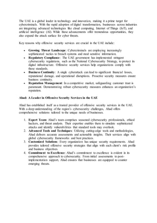 Offensive Security Services in the UAE Enhancing Cyber security | PDF