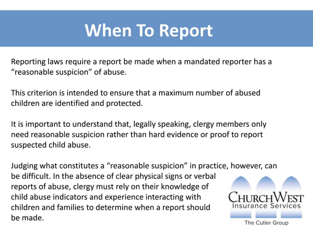 Mandated Reporting In California: A Guide For Churches | PPT