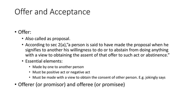 Offer and acceptance 1 | PPT