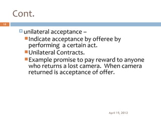 Offer and acceptence | PPT