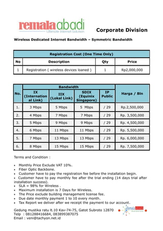 Offering dedicated internet fiber optic cir 1 1 symmetric bandwidth ...