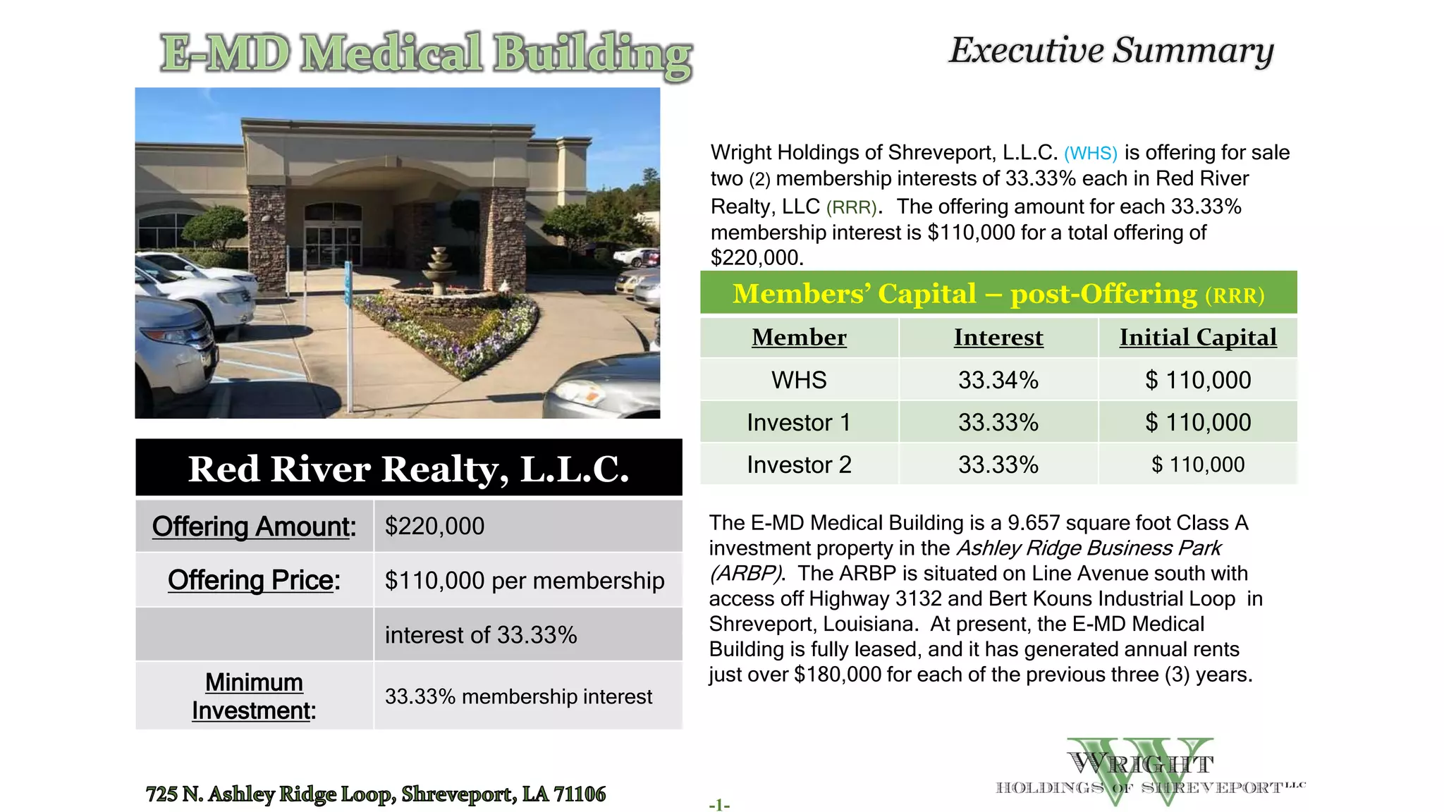 Offering Memorandum Example | PPT