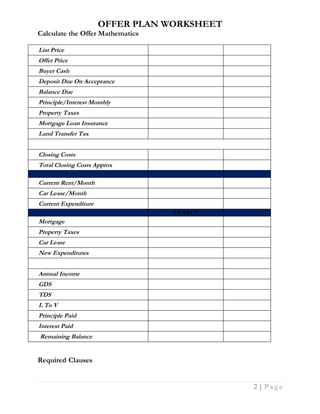 Offer plan worksheet | DOC