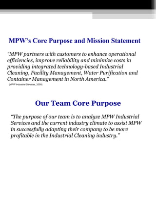 Cluster Project 3 report on MPW Industrial Cleaning Services | PPT