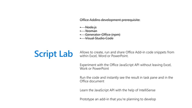 Prototyping Office AddIns using ScriptLab | PPT