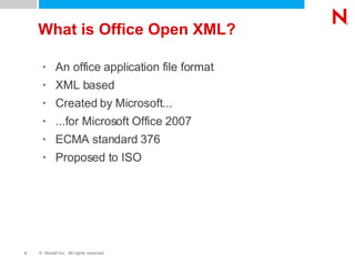 Office OpenXML: a technical approach for OOo. | PPT