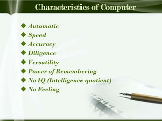 Characteristics of Computer | PPTX