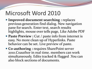 Microsoft Office 2010 Overview | PPTX