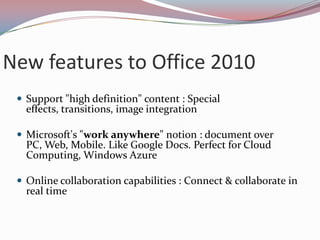 Microsoft Office 2010 Overview | PPTX