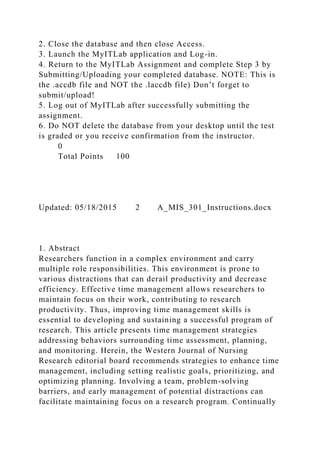 Office 2013 – myitlabgrader – InstructionsA_MIS_301MIS 301.docx