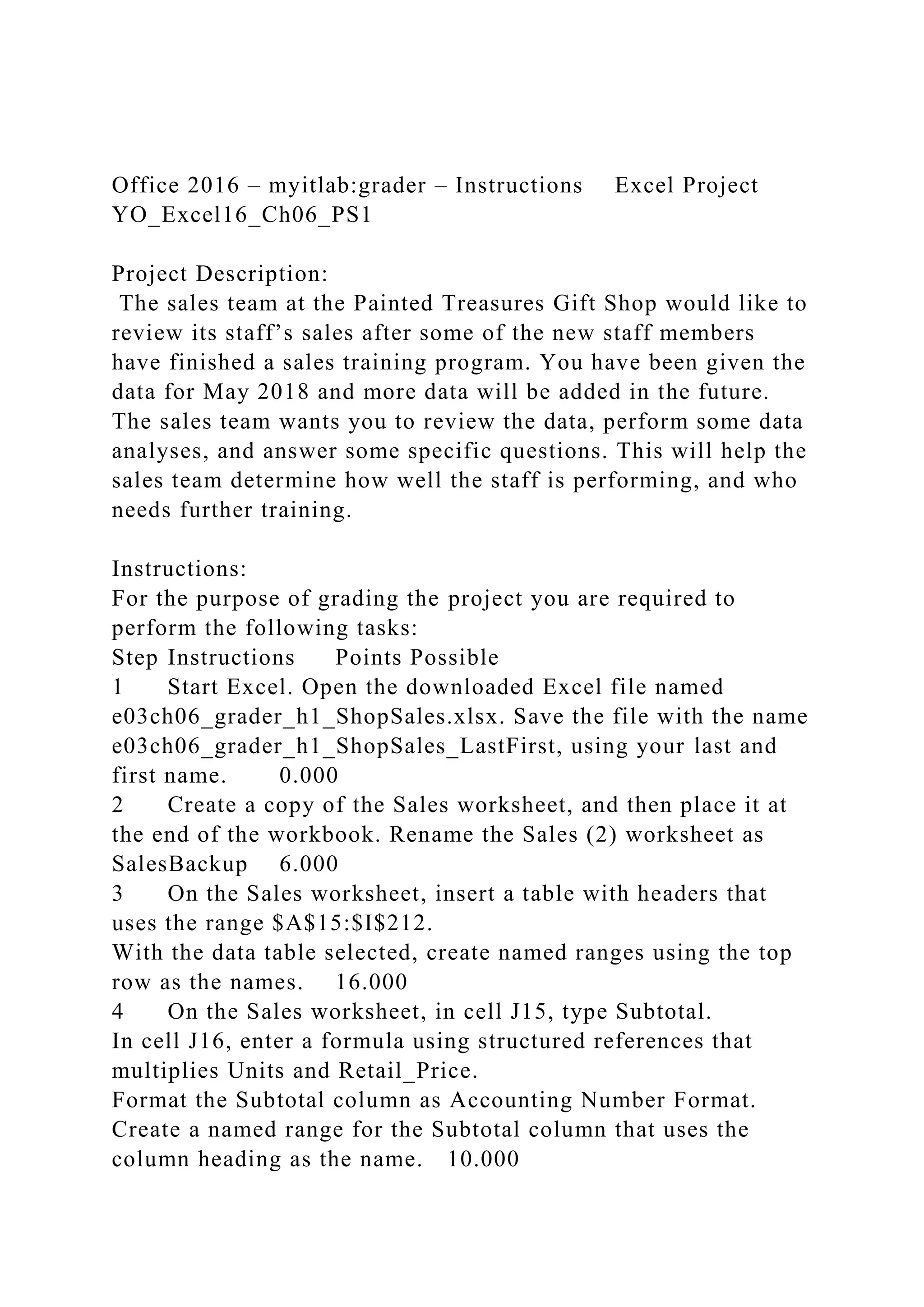 Office 2016 – myitlabgrader – InstructionsExcel ProjectYO_Exce.docx