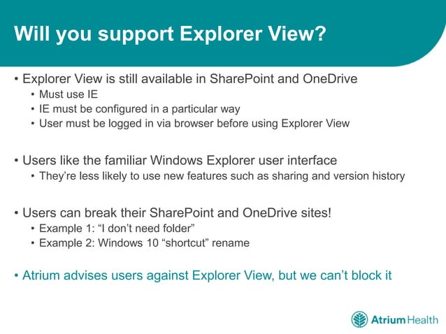 How Atrium Health SharePoint Team Manages Office 365 | PPT