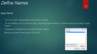 Defined Names Group (Formula Tab Excel) | PPT