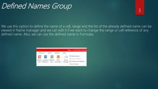 Defined Names Group (Formula Tab Excel) | PPT