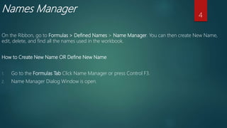 Defined Names Group (Formula Tab Excel) | PPT