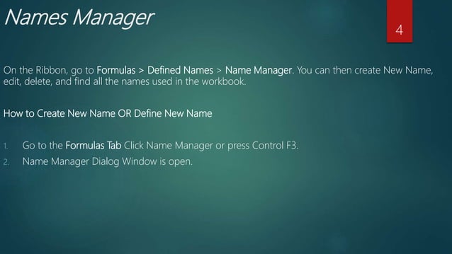 Defined Names Group (Formula Tab Excel) | PPT