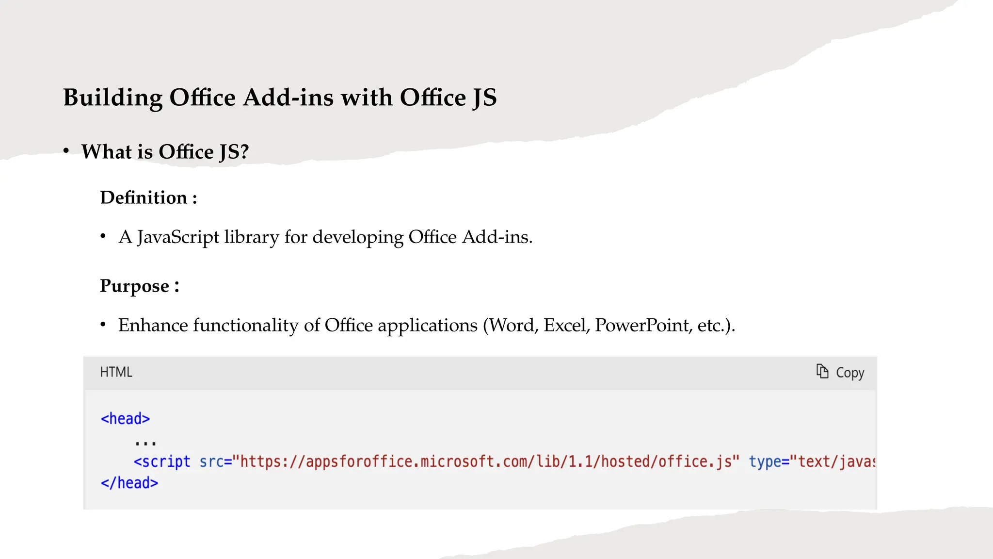 Office Add-in development using JavaScript | PPT Office Add-in development using JavaScript | PPT