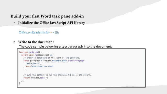 Office Add-in development using JavaScript | PPT