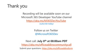 Office Add-ins community call-June 2020 | PPT