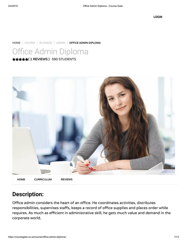 Office admin diploma - course gate | PDF