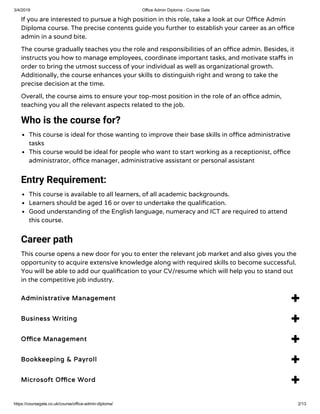 Office Admin Diploma - Course Gate | PDF