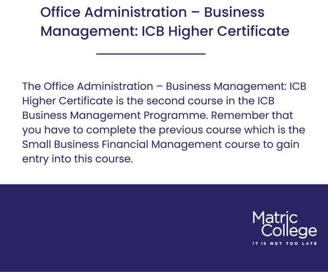 Office Administration – Business Management ICB Higher Certificate | PDF