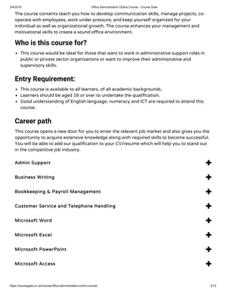 Office administration online course - course gate | PDF