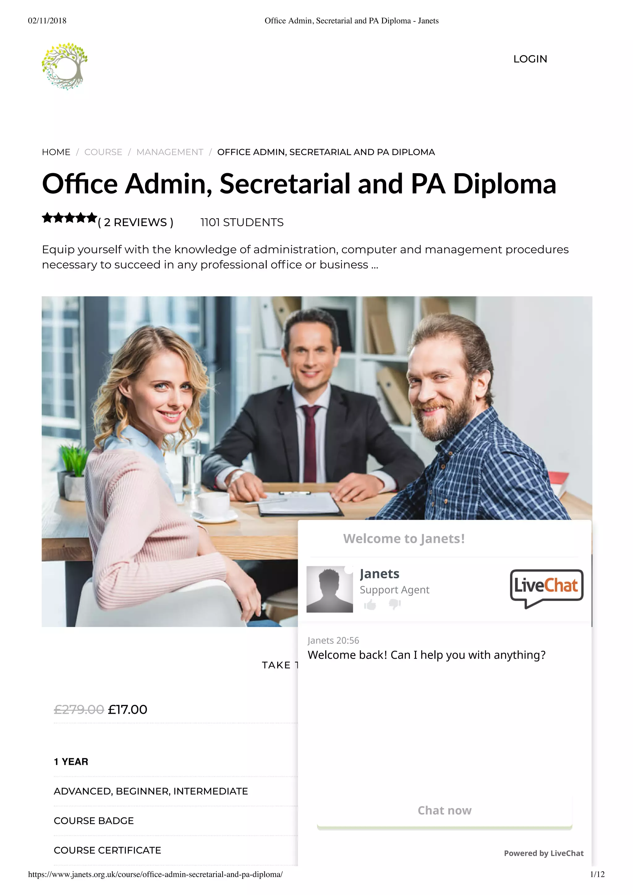 Office Admin, Secretarial and Pa Diploma - Janets | PDF
