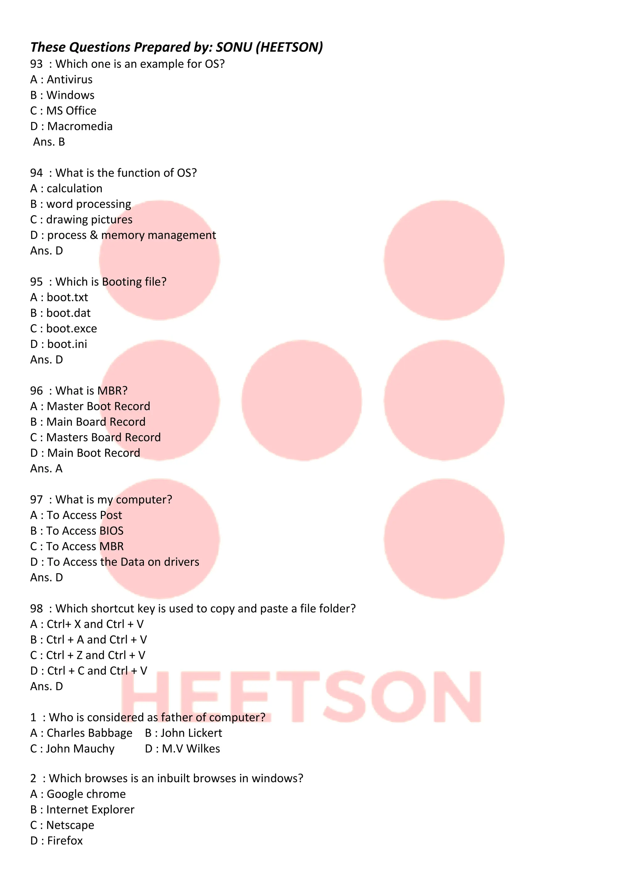 Office Assistant Computer Operator Exam Questions | PDF