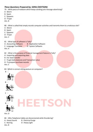 Office Assistant Computer Operator Exam Questions | PDF