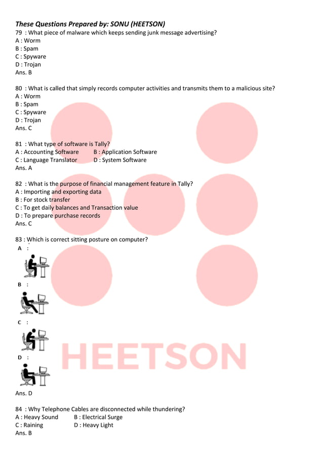 Office Assistant Computer Operator Exam Questions | PDF