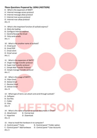 Office Assistant Computer Operator Exam Questions | PDF