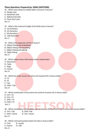 Office Assistant Computer Operator Exam Questions | PDF