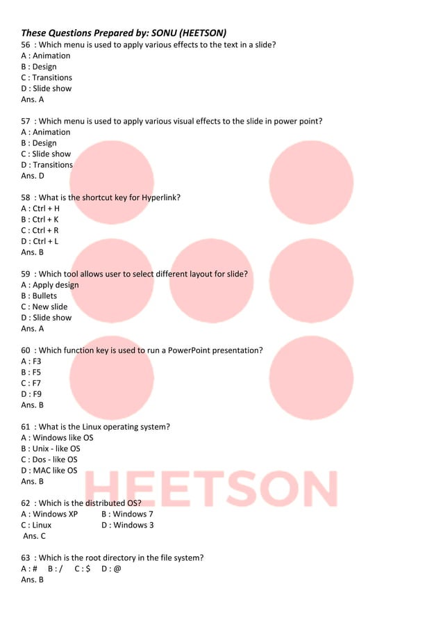 Office Assistant Computer Operator Exam Questions | PDF