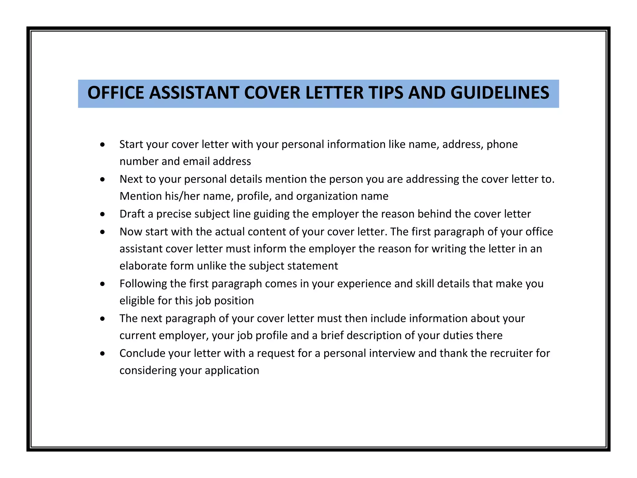 Office assistant cover letter sample | PDF